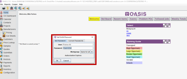 Updating Passwords(Oasis)